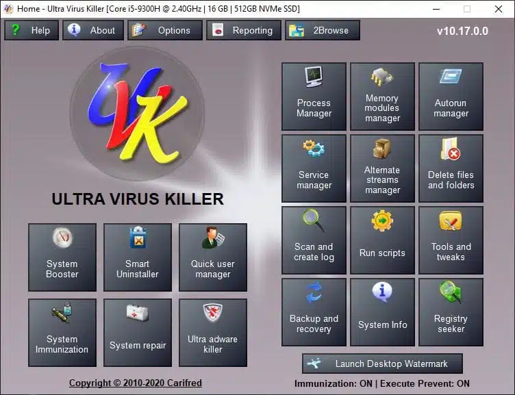 Proteger el ordenador con UVK (Ultra Virus Killer)