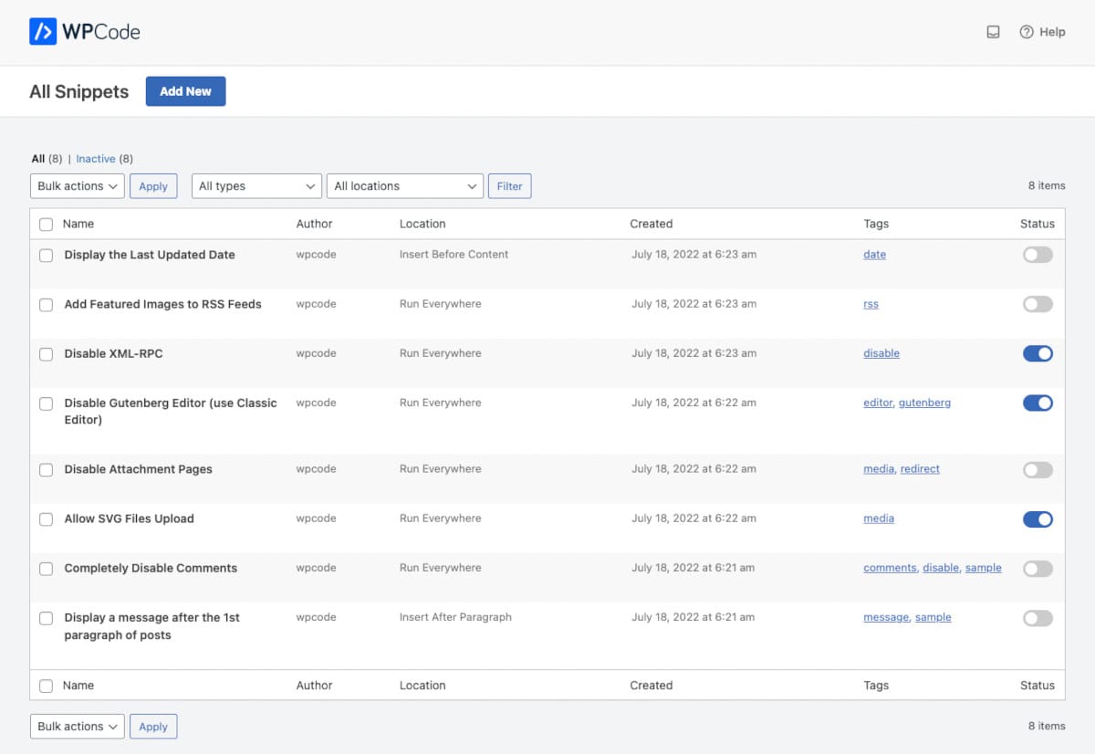 Insertar código en WordPress con WPCode
